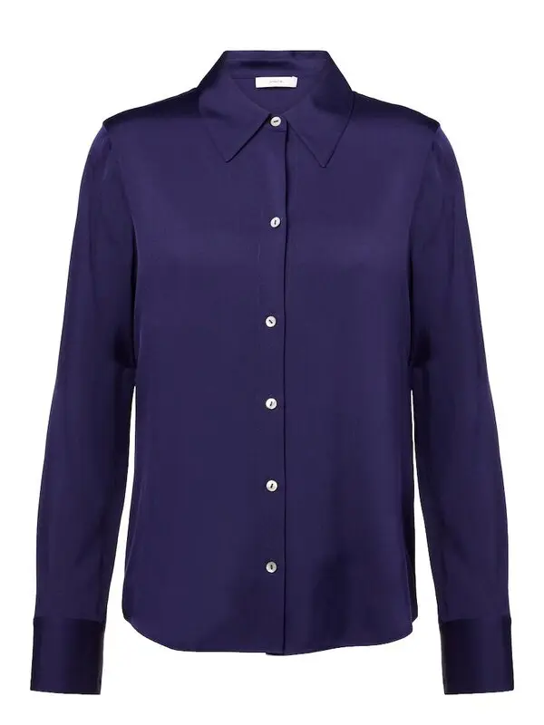 Vince Silk-blend Satin Button-up Shirt - Blue