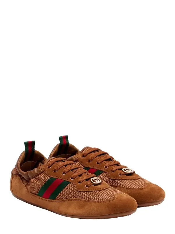 Gucci Shift Suede-trimmed Sneakers - Brown