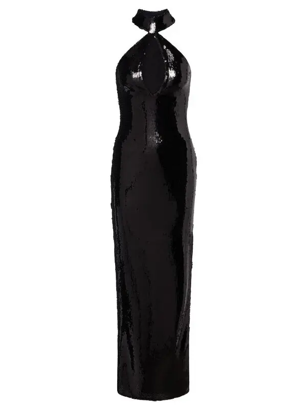 RODARTE Cutout Sequined Gown - Black