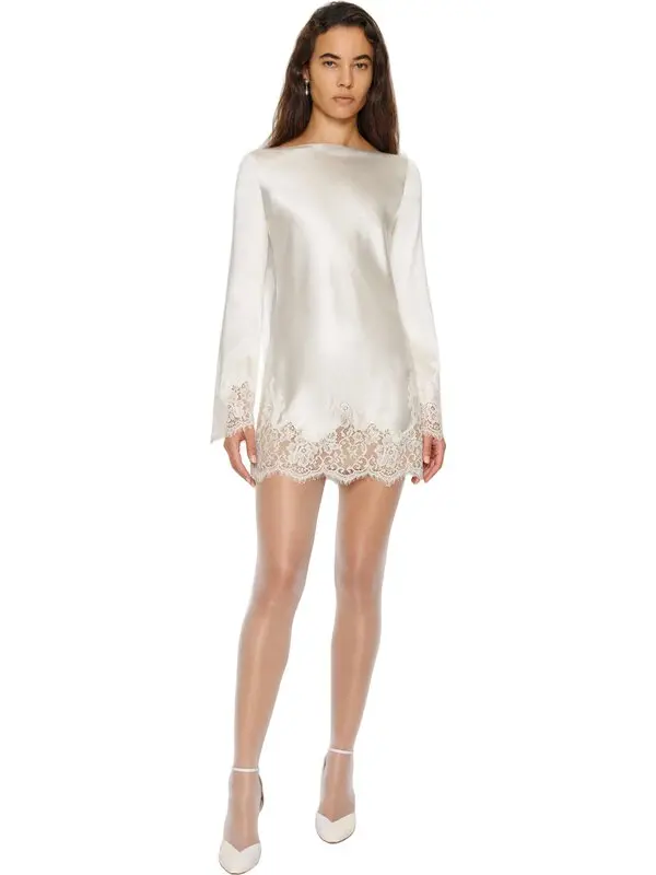 REFORMATION Blanche Silk Mini Dress - Ivory