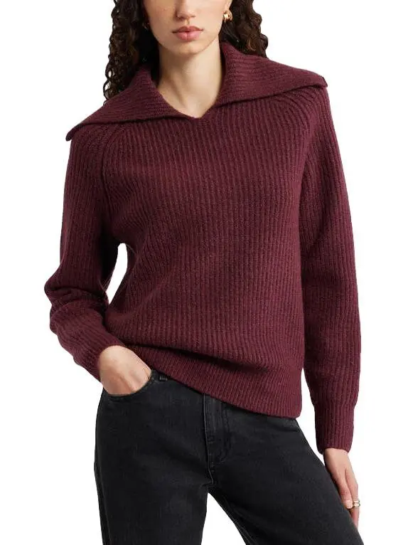 Nordstrom Ribbed Sailor Collar Sweater - Burgundy Royale