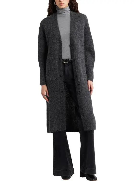 Nordstrom Long Alpaca Blend Cardigan - Grey Dark Charcoal