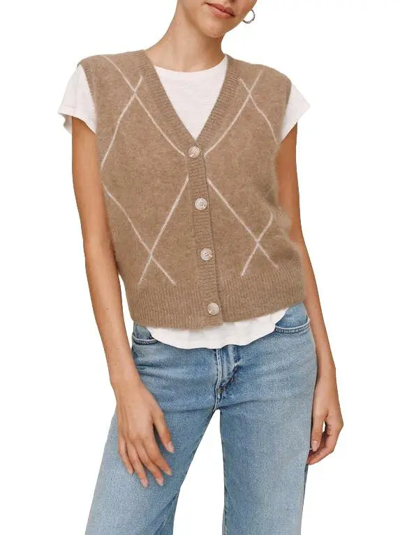 Bella Dahl Argyle Sweater Vest - Spiced Chai
