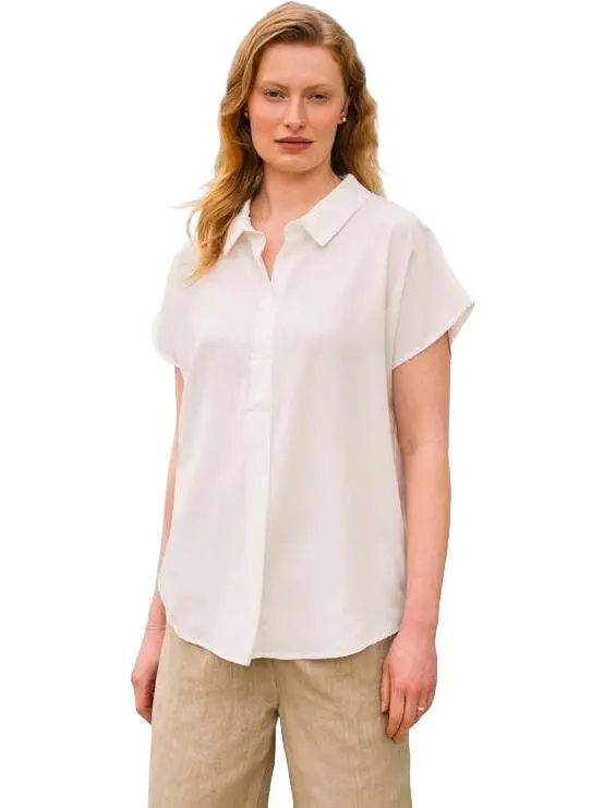 CELTIC & CO. Collared Short Sleeve Blouse - Chalk