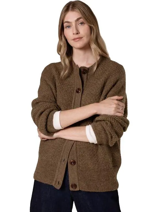 CELTIC & CO. British Wool Moss Stitch Cardigan - Walnut