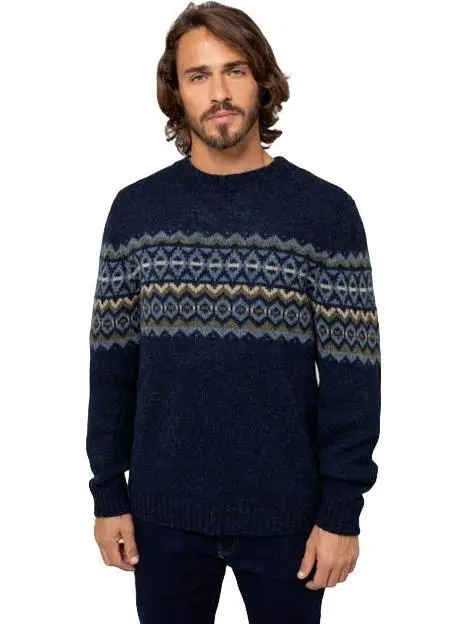 CELTIC & CO. Fair Isle Pattern Crew-neck Sweater - Dark Navy