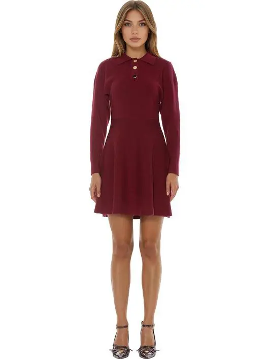 ALEXIA ADMOR Fit And Flare Mini Dress - Burgundy
