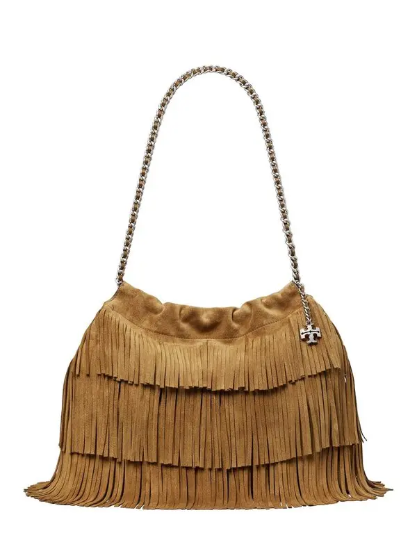 Tory Burch Fleming Suede Fringe Hobo Bag - Wild Tabacco