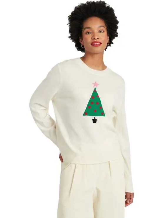 Chinti & Parker Wool-cashmere Christmas Tree Sweater - Cream