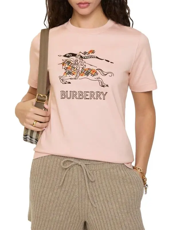 Burberry Ekd Sketch Cotton T-shirt - Bouquet Pink