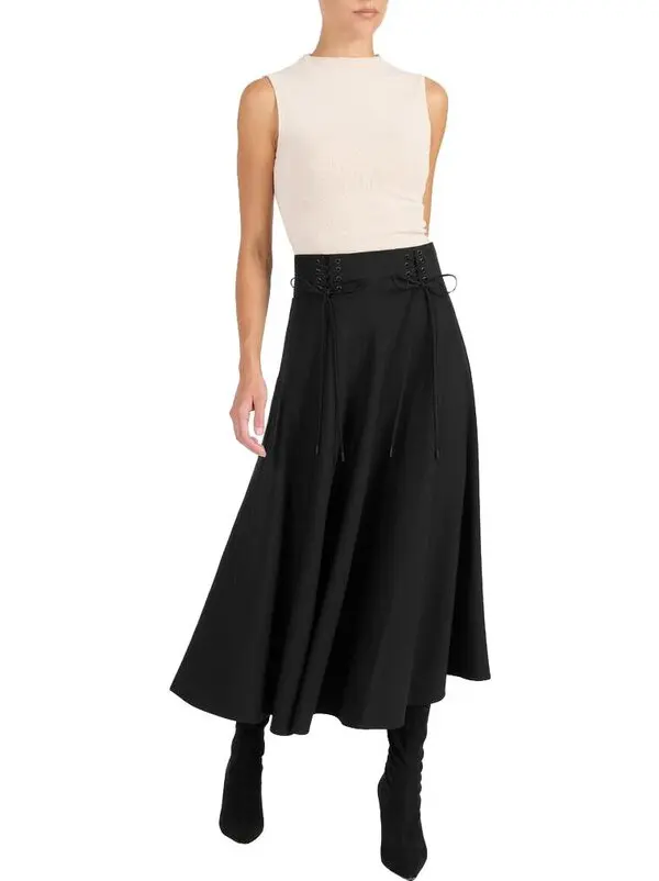 Santorelli Aster Full Midi Skirt - Black