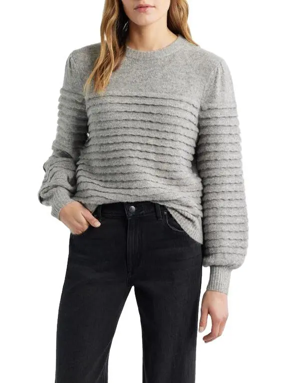 Treasure & Bond Scalloped Crewneck Sweater - Grey Heather