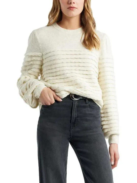 Treasure & Bond Scalloped Crewneck Sweater - Ivory Dove
