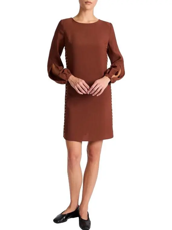Santorelli Pauli Shift Dress With Grommet Detail - Dark Chestnut