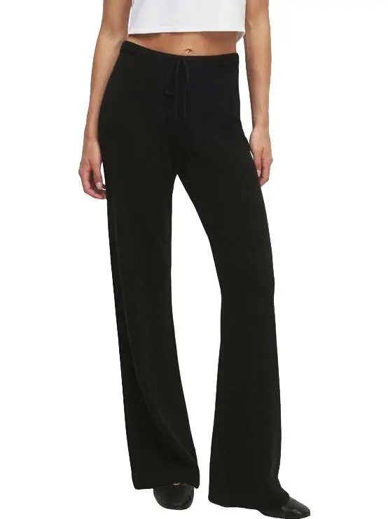 FAVORITE DAUGHTER Cashmere Drawstring Wide Leg Pants - Black