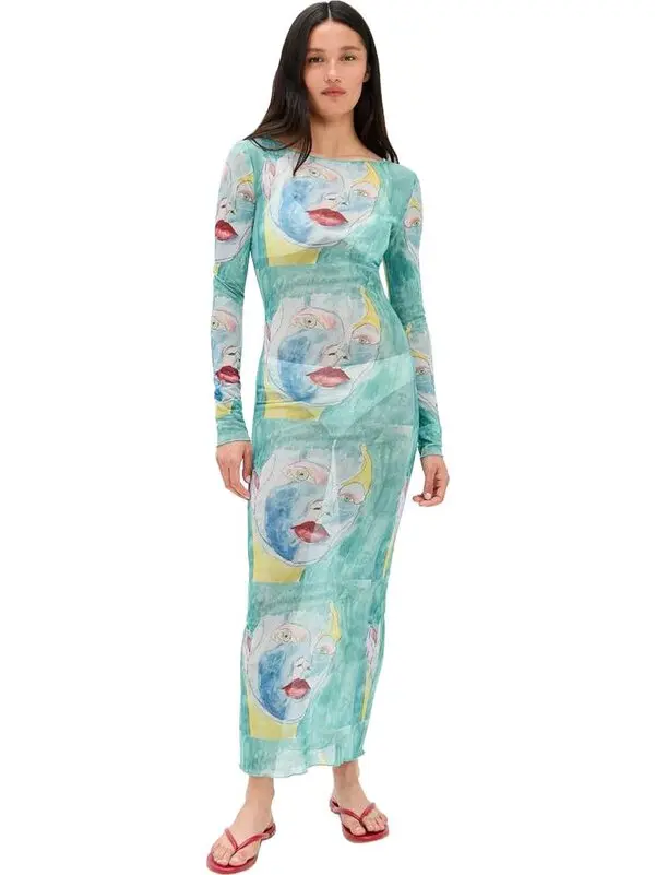 DUR DOUX Nara Maxi Dress - Water Color Blue