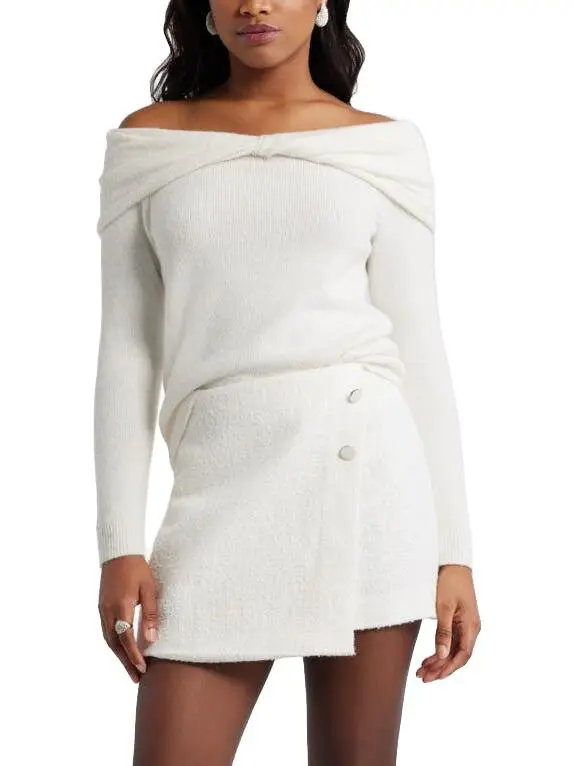 OPEN EDIT Twisted Collar Sweater - Ivory