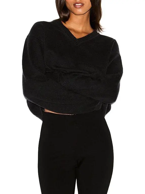 SKIMS Oversize V-neck Sweater - Onyx