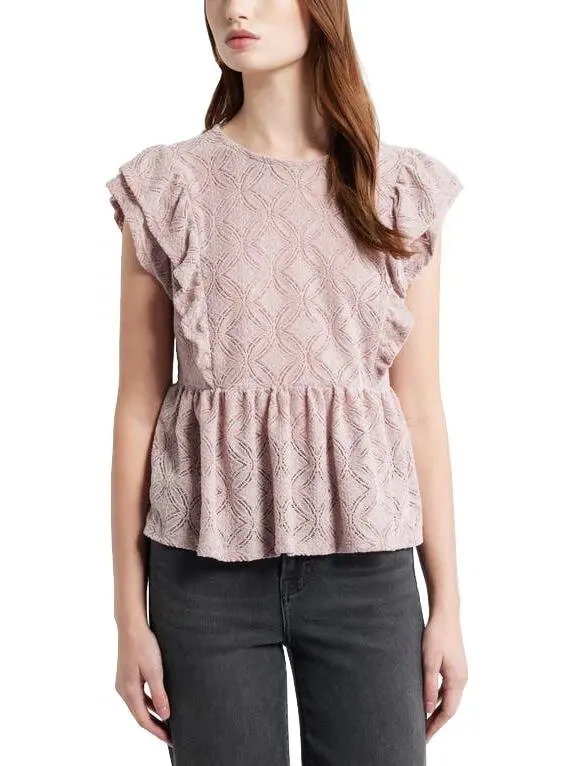 Treasure & Bond Flutter Sleeve Peplum Top - Pink Adobe