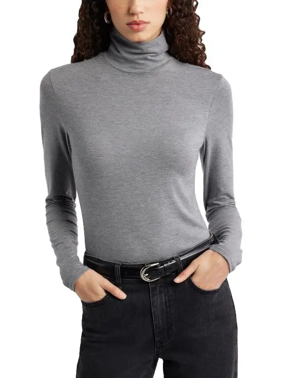 Nordstrom Turtleneck Knit Top - Grey Dark Heather