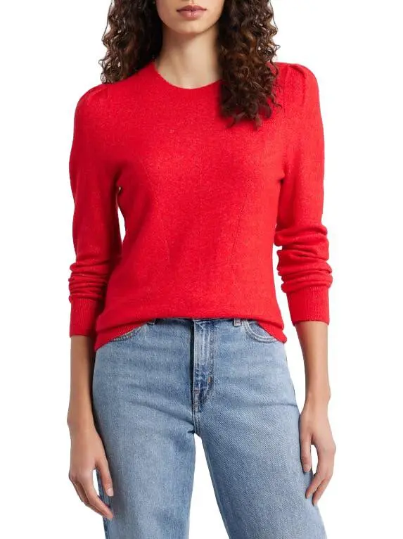 Caslon Pointelle Detail Crewneck Sweater - Red Barbados Cherry