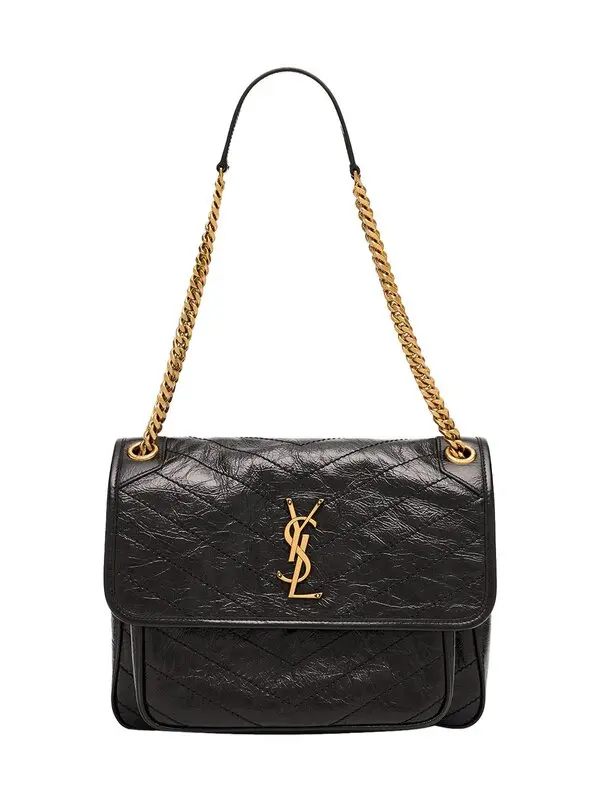 Saint Laurent Niki Shoulder Bag In Vintage Leather - Nero