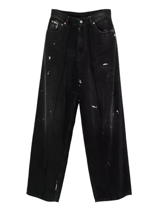 MAISON MARGIELA Paint-splatter Straight Leg Jeans - Black