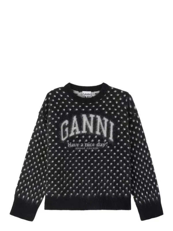 GANNI Polka-dot Logo Sweater - Black