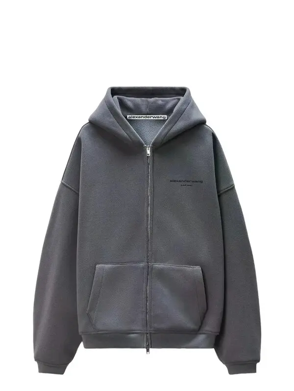 Alexander Wang Logo-detail Zip-up Hoodie - Grey