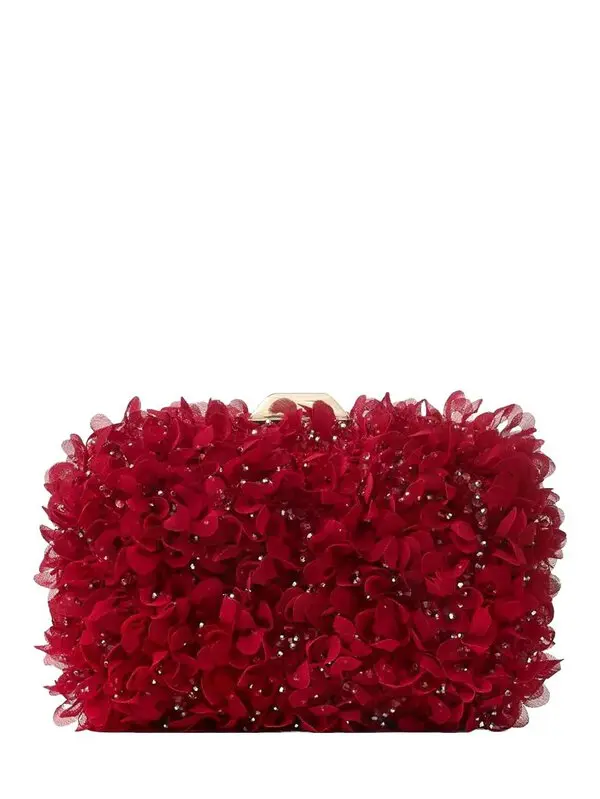 JIMMY CHOO Floral Crystal Embellished Clutch - Red