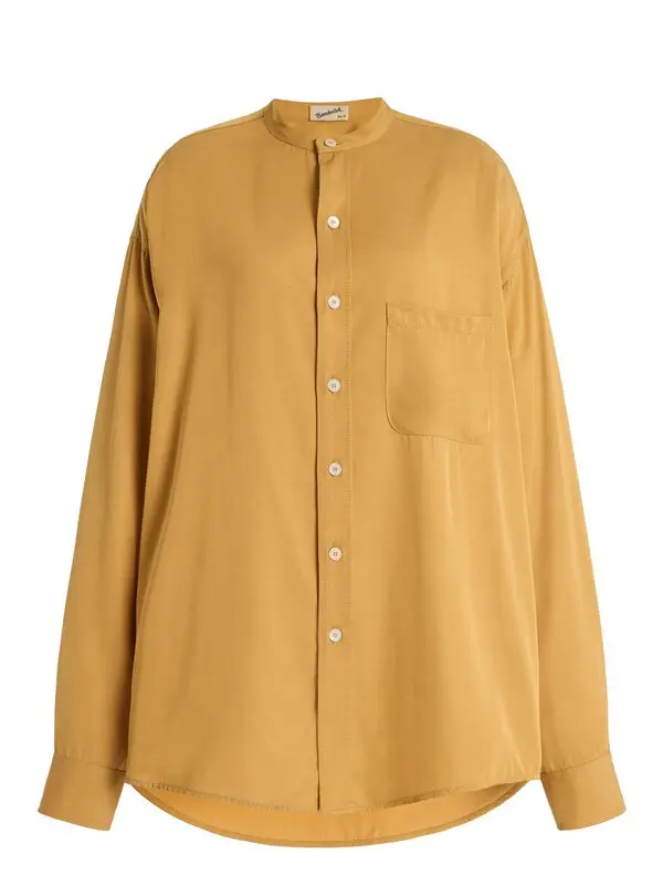 SANDERLAK Oversized Draped Viscose Poplin Shirt - Yellow