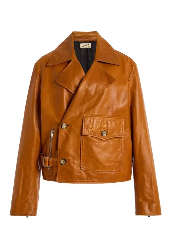 SANDERLAK Leather Moto Jacket - Orange