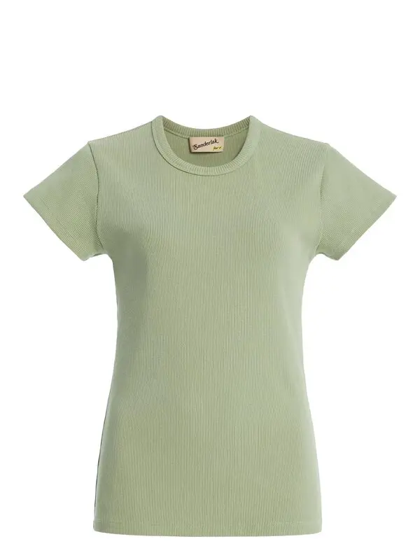 SANDERLAK Slim Ribbed Cotton T-shirt - Green