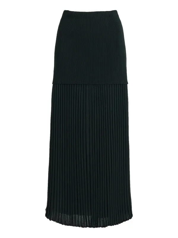 Proenza Schouler Luiza Ribbed Knit Midi Skirt - Dark Green