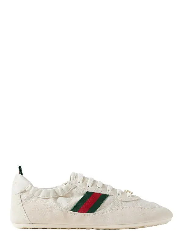 Gucci Webbing And Leather-trimmed Sneakers - Off-white