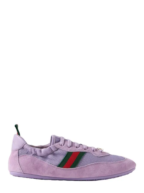 Gucci Shift Webbing And Leather-trimmed Sneakers - Purple