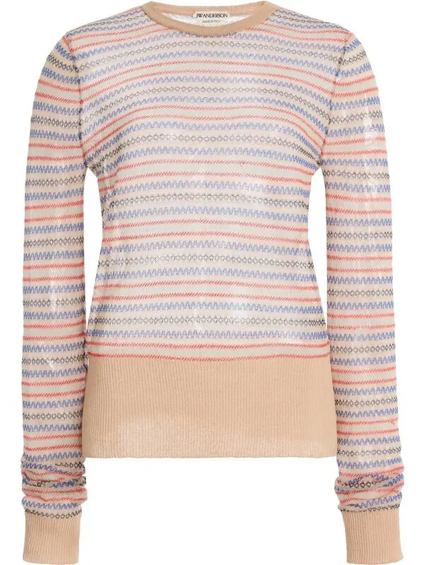 JW Anderson Cotton-wool Fair Isle Crewneck Sweater - Burgundy