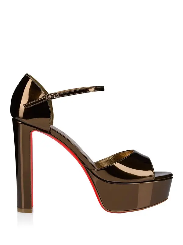 CHRISTIAN LOUBOUTIN Sandaloo 130mm Leather Platform Sandals - Gold