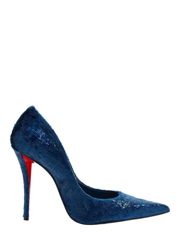 CHRISTIAN LOUBOUTIN Exclusive Miss Z 100mm Velvet-effect Leather Pumps - Navy