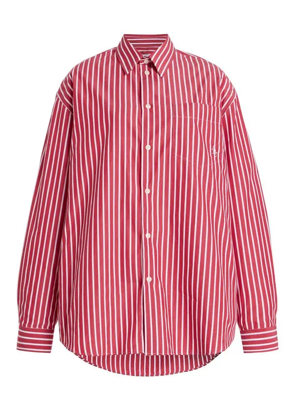 SPORTY & RICH Oversized Striped Button-down Shirt - Red
