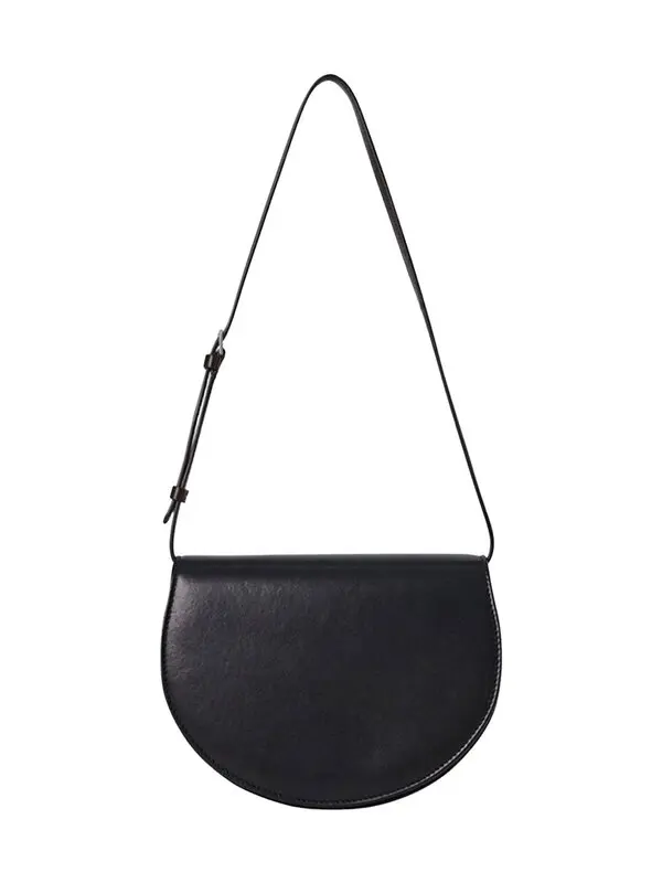THE ROW Canteen Leather Shoulder Bag - Black