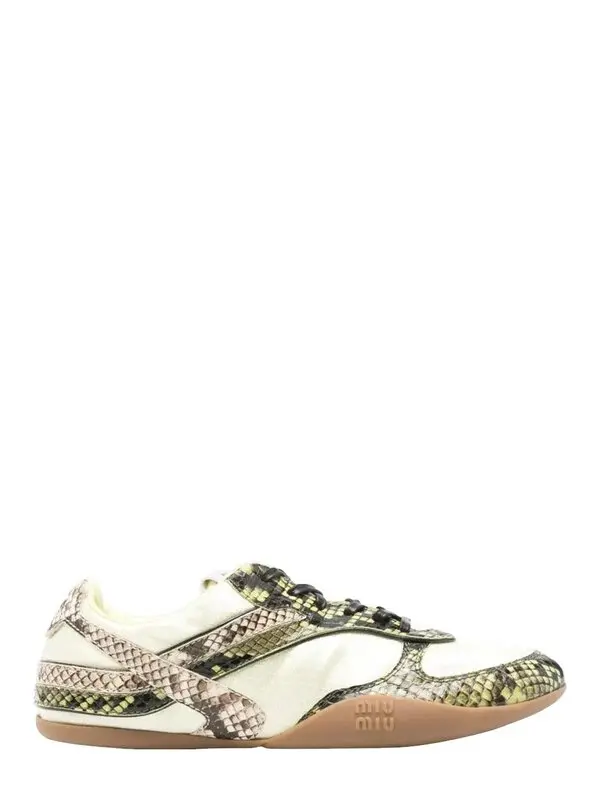 Miu Miu Python Print Sneakers - White
