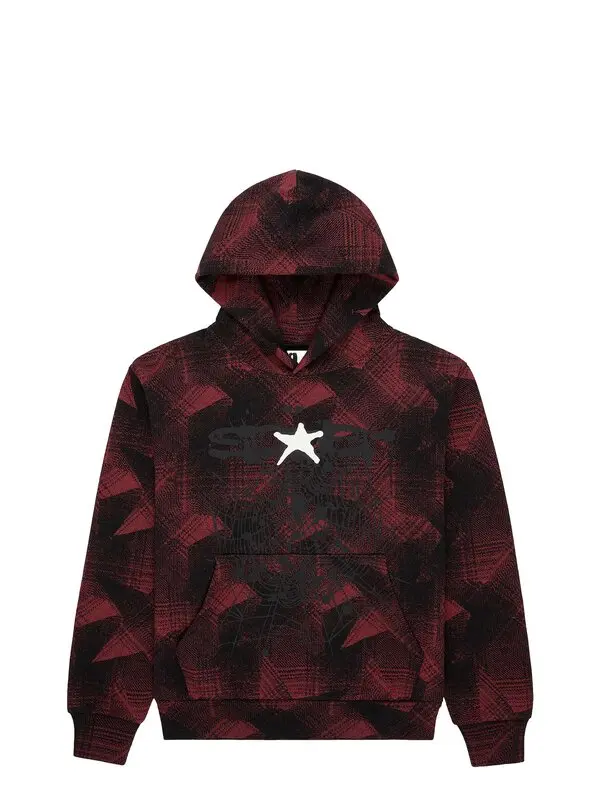SP5DER Plaid Splatt Hoodie - Black
