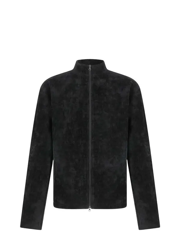 AMOMENTO Velvet Zip Up Jumper - Black