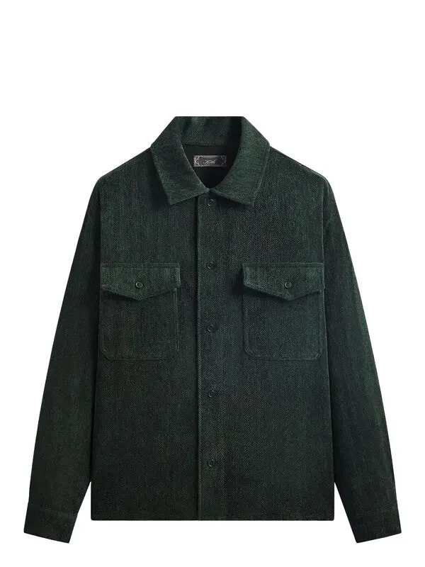 Kith Herringbone Velour Henson Buttondown - Green