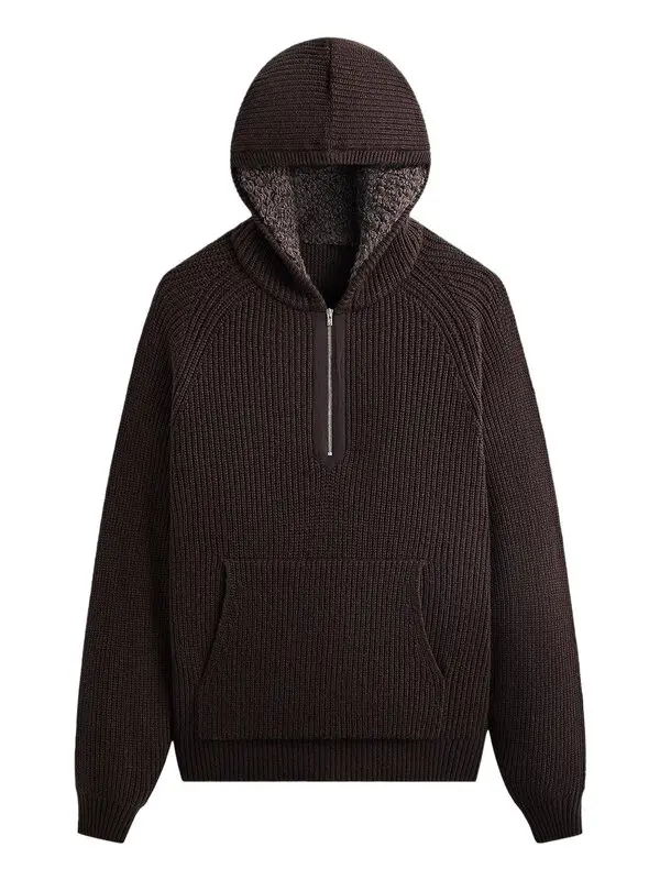 Kith Merino Knit Quarter Zip Hoodie - Brown