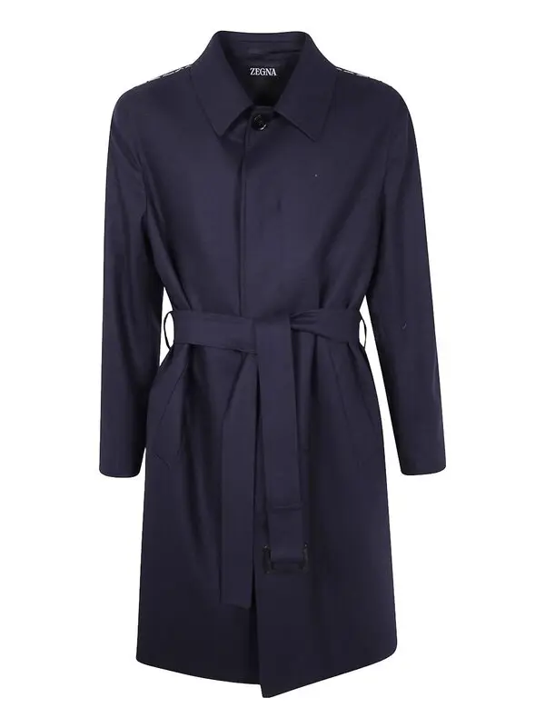 Zegna Belted Coat - Blue