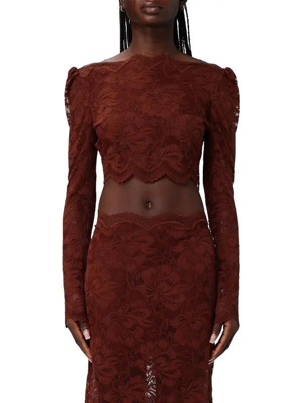 Rabanne Lace Crop Top - Brown