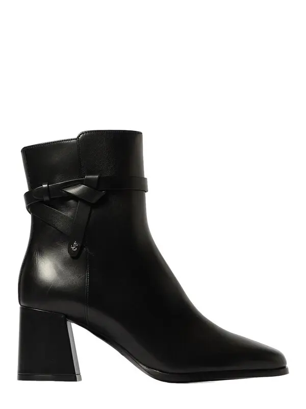JIMMY CHOO Leather Ankle Boots With Bow Detailing - Black