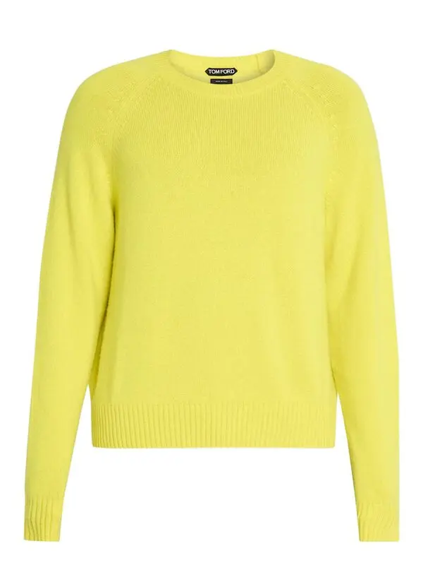 TOM FORD Felted Cashmere Crewneck Sweater - Yellow